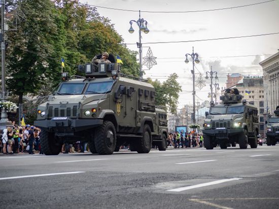 Ukrainian Military Vehicles Drive Formation During Editorial Stock ...