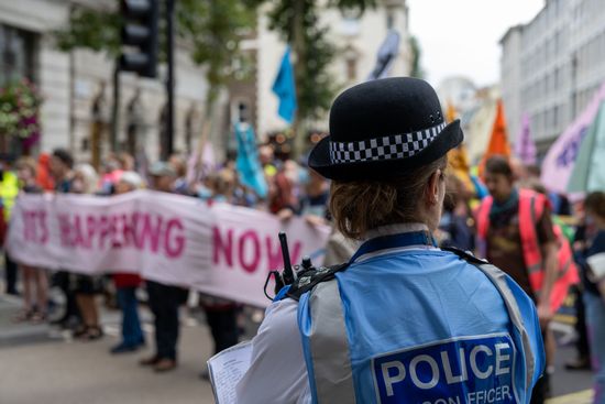 Police Liaison Officer Watches Protest Progresses Editorial Stock Photo ...