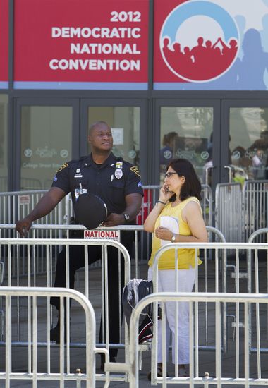 One Crowd Control Officer Waits Behind Editorial Stock Photo - Stock ...