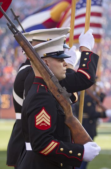 Marine Color Guard Unit Stands Attention Editorial Stock Photo - Stock ...