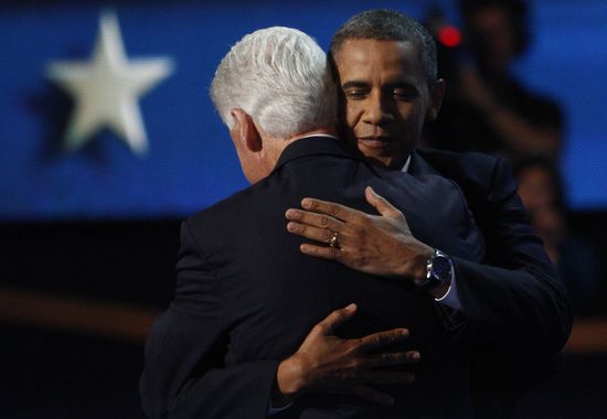 President Barack Obama Hugs Former President Editorial Stock Photo ...