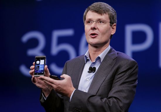 Rim Ceo Thorsten Heins Holds Blackberry Editorial Stock Photo - Stock ...
