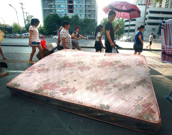 Chinese Walk Past Large Mattress Perched Editorial Stock Photo - Stock ...