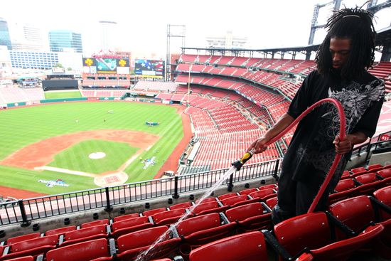 Maintance Worker Derrick Boyd Uses Hose Editorial Stock Photo - Stock ...