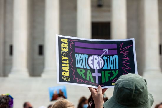 Woman Holds Generation Ratify Sign During Editorial Stock Photo - Stock ...