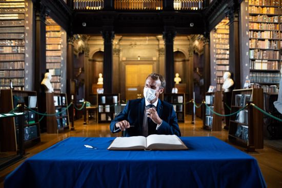 French President Emmanuel Macron Write Down Editorial Stock Photo ...