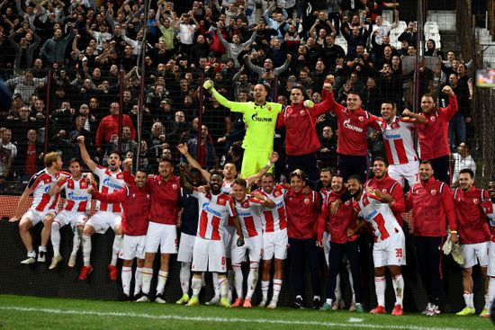 Players Crvena Zvezda Celebrating Victory After Editorial Stock Photo ...
