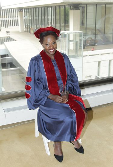 Actress Viola Davis Sits Cap Gown Editorial Stock Photo - Stock Image ...