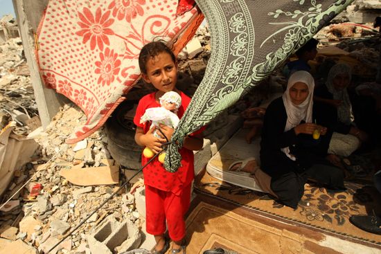 Palestinian Family Sit Makeshift Tent Rubble Editorial Stock Photo ...