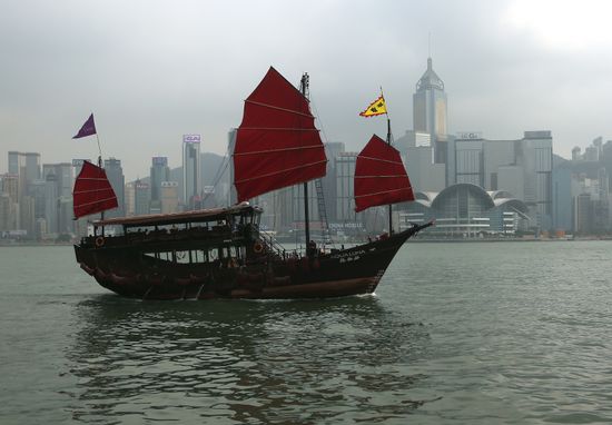 Traditional Chinese Junk Sails Through Victoria Editorial Stock Photo ...