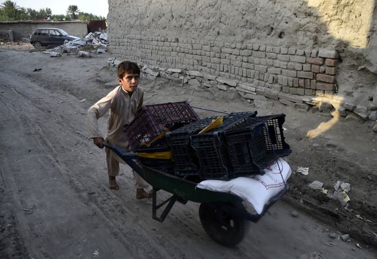 Afghan Refugee Child Pushes Cart Refugee Editorial Stock Photo - Stock ...