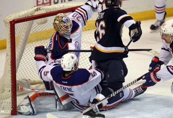 Edmonton Oilers Goaltender Ben Scrivens Gets Editorial Stock Photo ...