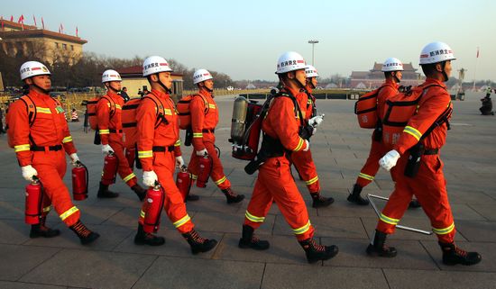 Chinas Military Fire Brigade Marches Onto Editorial Stock Photo - Stock ...
