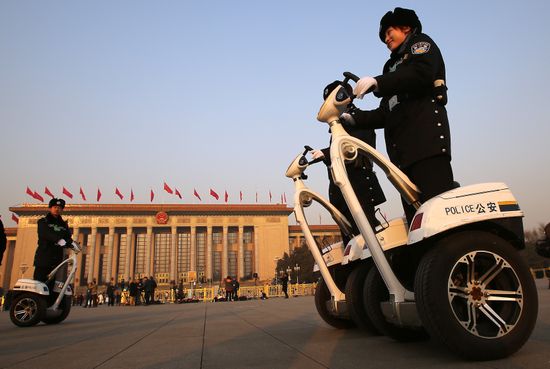Chinas Police On Domesticmade Segways Patrol Editorial Stock Photo ...