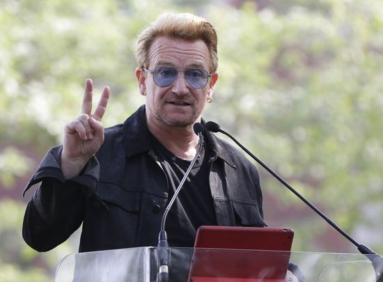 Bono U2 Puts Peace Sign He Editorial Stock Photo - Stock Image ...