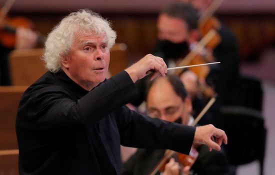 British Conductor Sir Simon Rattle Performs Editorial Stock Photo ...