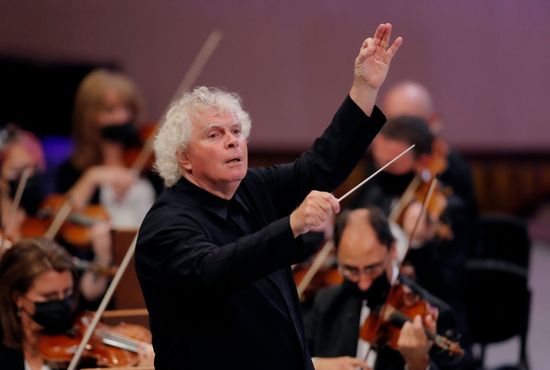 British Conductor Sir Simon Rattle Performs Editorial Stock Photo ...