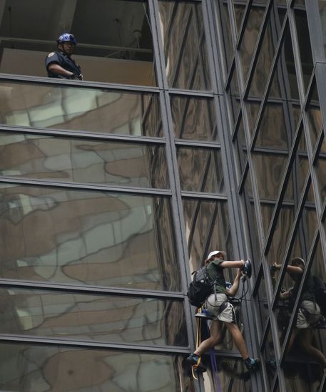 Nypd Police Officer Watches Man Climbing Editorial Stock Photo - Stock ...