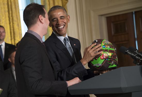 President Barack Obama Receives Helmet Kyle Editorial Stock Photo ...