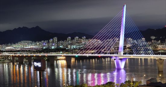 World Cup Bridge Lit Bright Colors Editorial Stock Photo - Stock Image ...