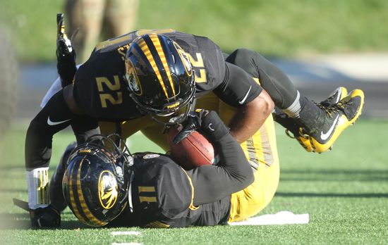 Missouris Aarion Penton Mobbed By Teammate Editorial Stock Photo ...