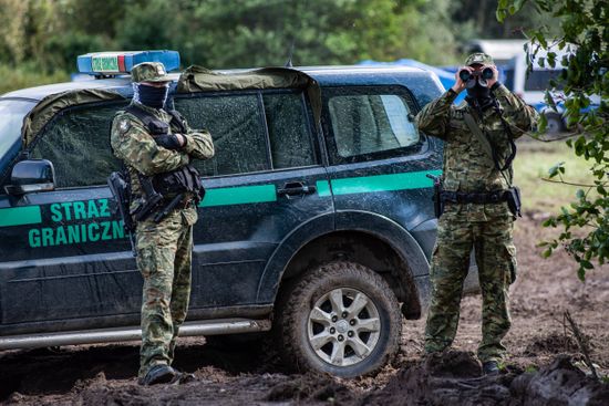 Border Guard Looks Through Binoculars Block Editorial Stock Photo ...