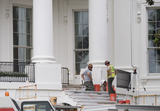 Workers Repair South Portico Steps Renovations Editorial Stock Photo ...