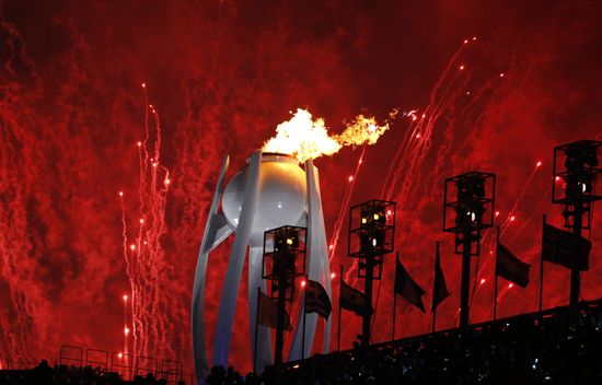 Olympic Torch Lit During Opening Ceremony Editorial Stock Photo - Stock ...