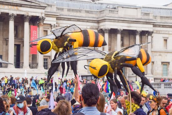 Protesters Hold Giant Bees During Demonstration Editorial Stock Photo ...