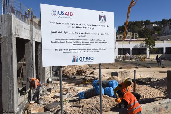 Palestinian Construction Workers Renovate Build Extension Editorial ...