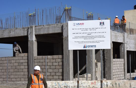 Palestinian Construction Workers Renovate Build Extension Editorial ...