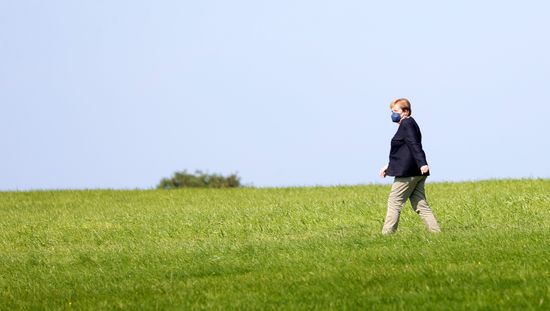 German Chancellor Angela Merkel Walks Across Editorial Stock Photo ...