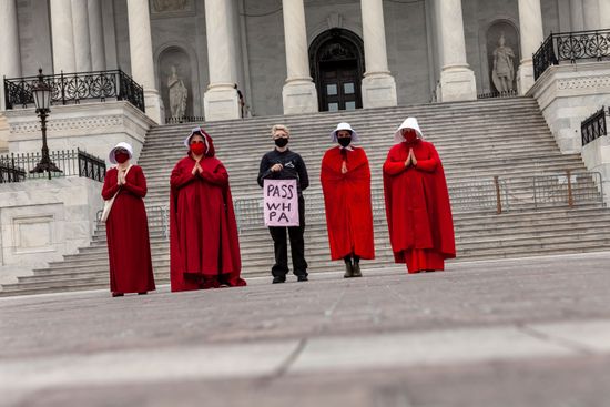 Protesters Dressed Handmaids Guardian Handmaids Tale Editorial Stock ...