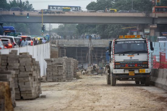 View Ongoing Construction Work Ashram Chowk Editorial Stock Photo ...