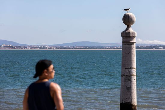 Man Seen Relaxing Cais Das Colunas Editorial Stock Photo - Stock Image ...