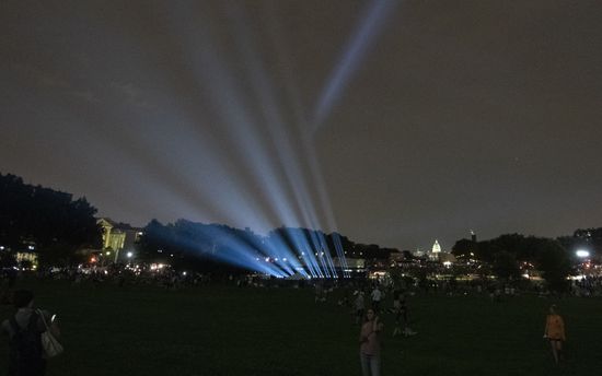 People Watch Light Show On National Editorial Stock Photo - Stock Image ...