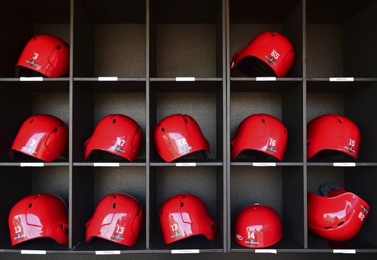 Washington Nationals Batting Helmets Ready Start Editorial Stock Photo ...