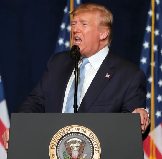United States President Donald Jtrump Speaks Editorial Stock Photo ...