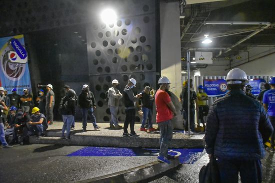 Workers Pepsi Center Wait Outside Building Editorial Stock Photo ...