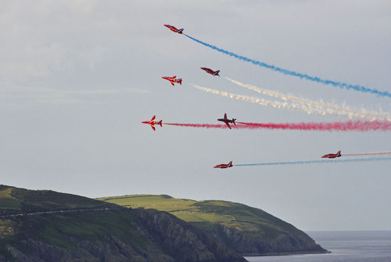 Red Arrows Air Display Over Douglas Editorial Stock Photo - Stock Image ...