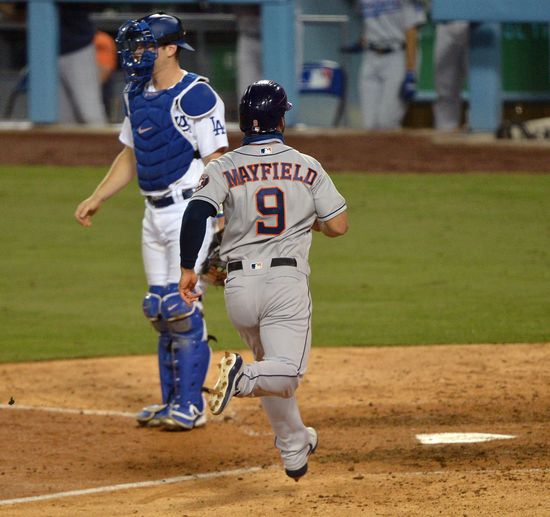 Houston Astros Jack Mayfield Scores Goahead Editorial Stock Photo ...