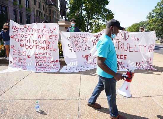 Protesters Display Their Painted Sheets Before Editorial Stock Photo ...