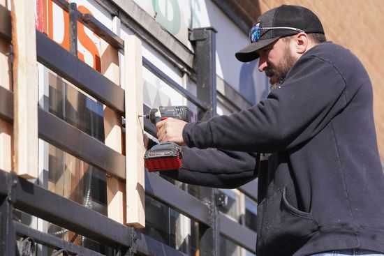 Worker John Jaccard Installs Wo By Editorial Stock Photo - Stock Image | Shutterstock