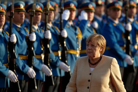German Chancellor Angela Merkel Inspects Guard Editorial Stock Photo ...