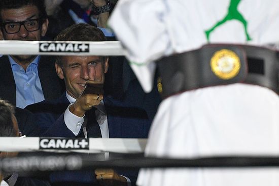 French President Emmanuel Macron During Boxing Editorial Stock Photo ...