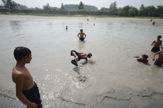 Children Afghan Refugees Bathing Stream During Editorial Stock Photo ...