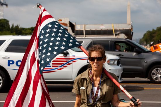 Protester Carries Upside Down American Flag Editorial Stock Photo ...