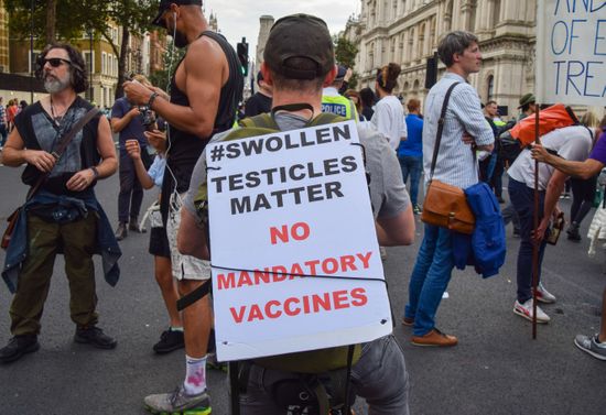 Protester Carries Swollen Testicles Matter Placard Editorial Stock ...