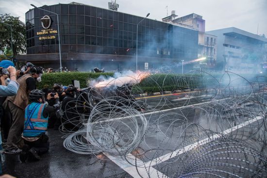 Protesters Shooting Firecrackers Riot Policemen During Editorial Stock ...