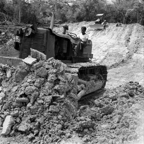 Man Operating Bulldozer During University Pennsylvanias Editorial Stock ...